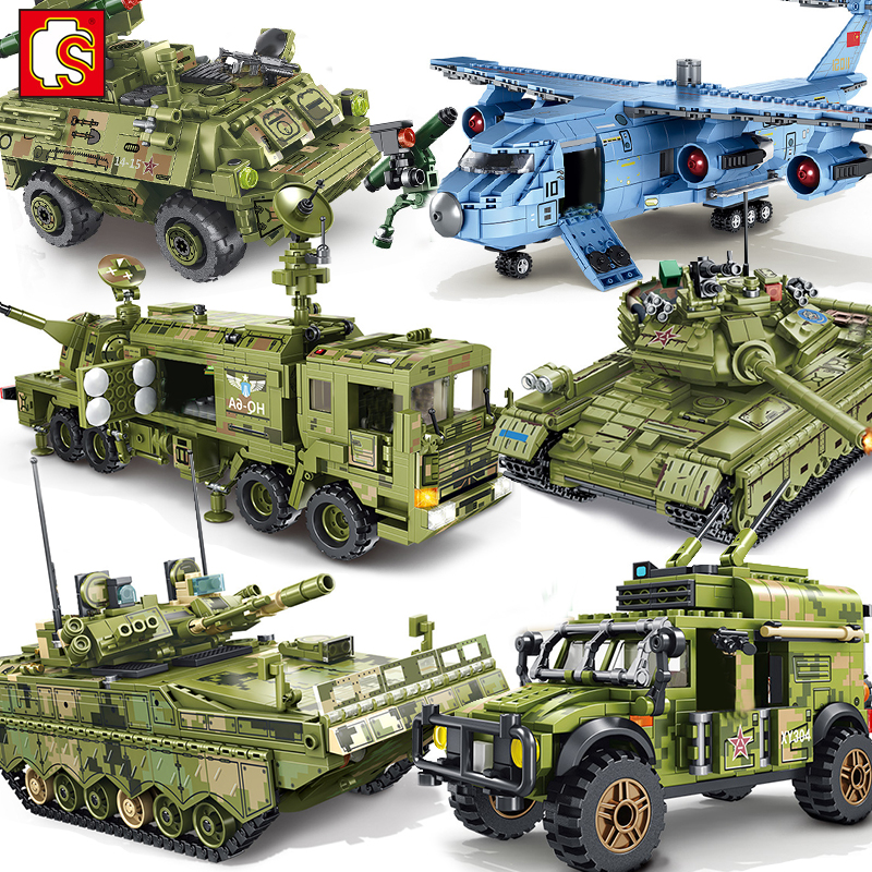 Sembo Block Military Panzer Tank Helicopters Armored Car Building ...