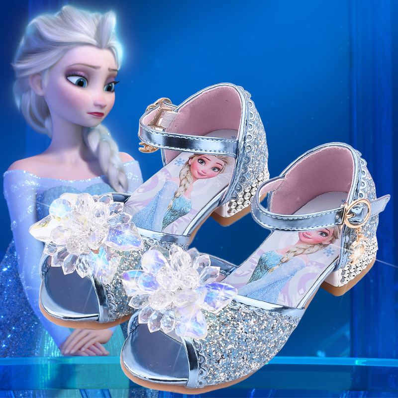 Disney Frozen Elsa Princess Kids Leather Shoes For Girl Summer Flower ...