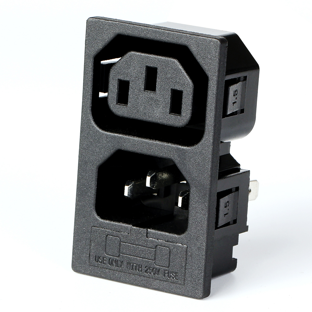 LZ-14-F18 C14 with C13 with fuse ac power socket 1P IEC connector snap ...