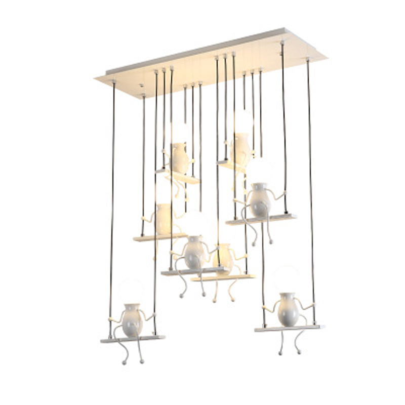 Nordic modern minimalist wrought iron chandelier personality corridor aisle study restaurant ...