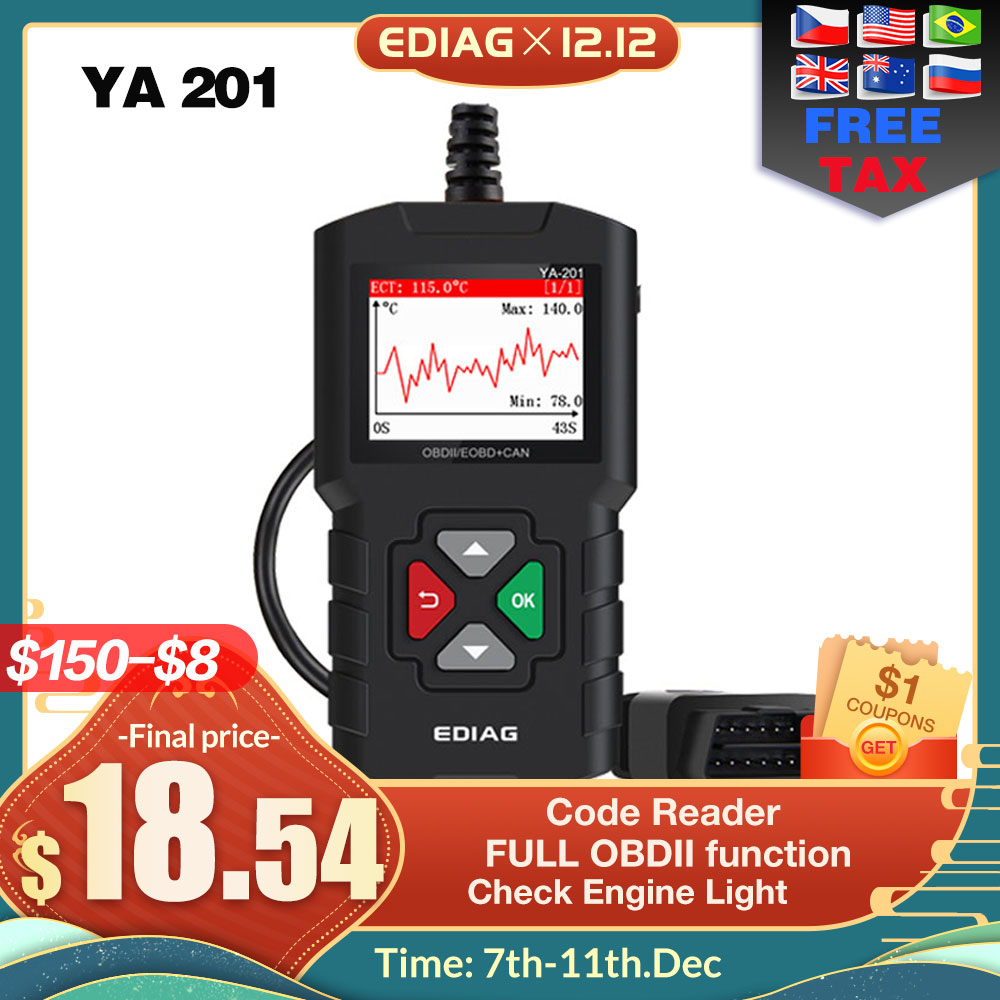 EDIAG YA201 OBD2 code reader Upgrade USB FREE Lifetime YA-201 OBD II ...