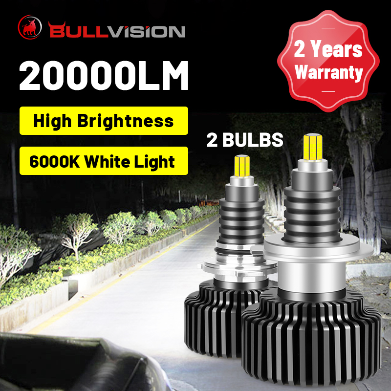 BULLVISION H7 LED Headlights 20000LM 360 Degree 6000K 8000K Color H1 H4 ...