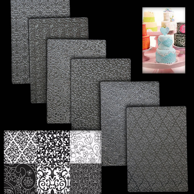 6pcs Transparent Plastic Grid Texture Mat Fondant Cake Embossed Mold ...