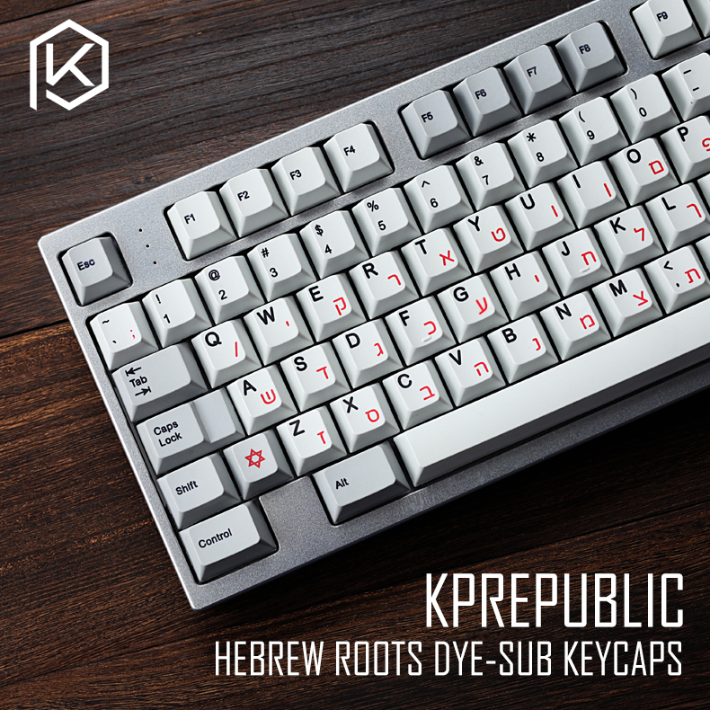 kprepublic 139 Hebrew root font letter Cherry profile Dye Sub Keycap ...