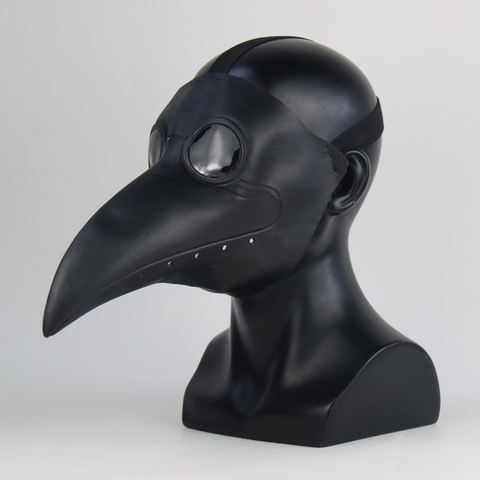 Steampunk Plague Doctor Mask Cosplay Black Latex Bird Beak Long Nose ...