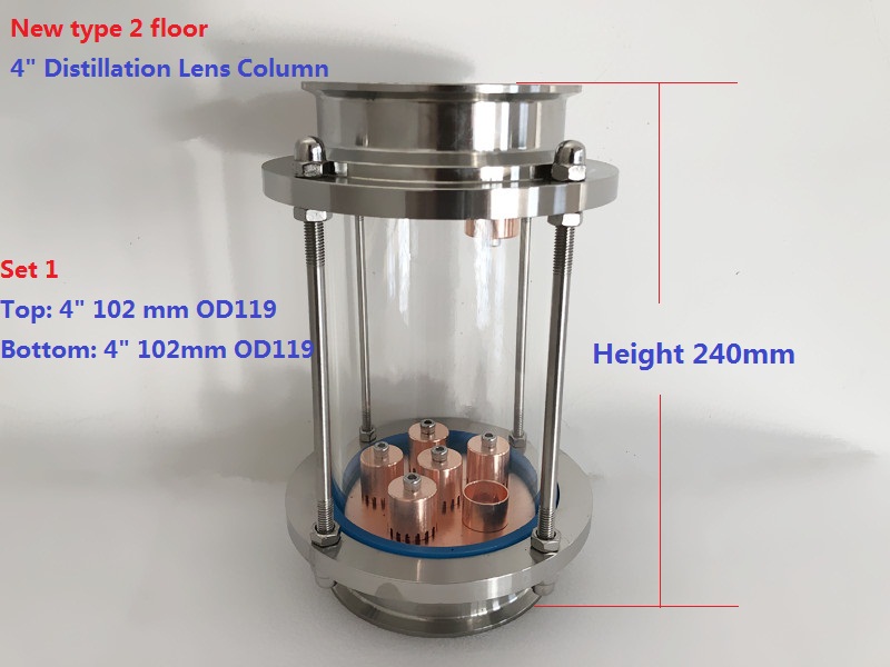 NEW 2 Floors 4" Distillation Lens Column With Copper Platte Sets,Tri ...