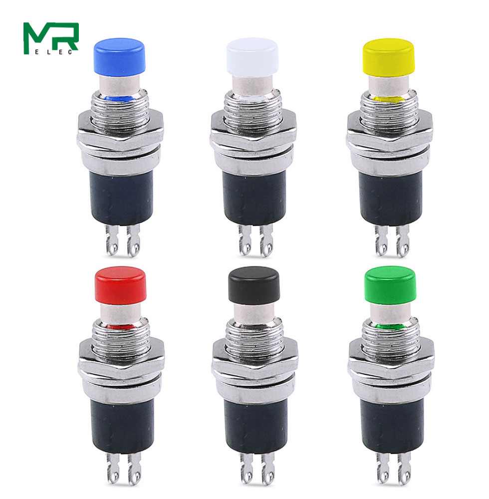 Pushbutton Switches 5Pcs Blue Lockless ON/OFF Push button Switch Press the Reset Switch PBS-110 ...