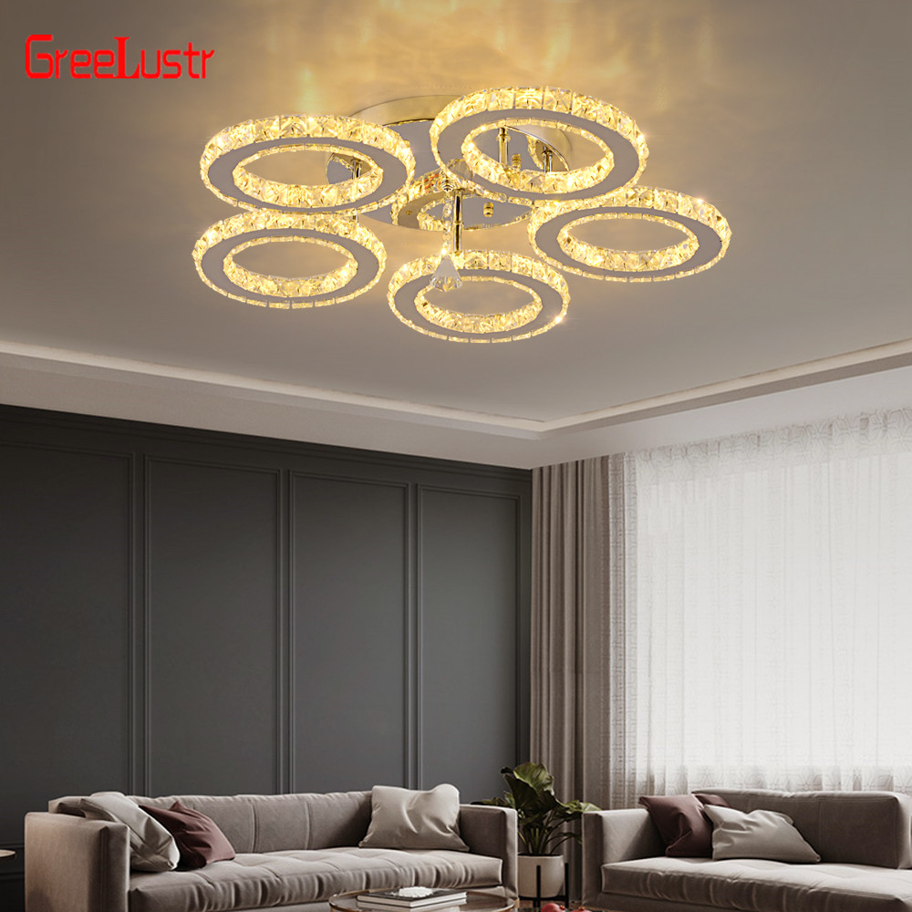 Modern Lustre Chrome Crystal Chandeliers Lighting 30W Led Hanging ...