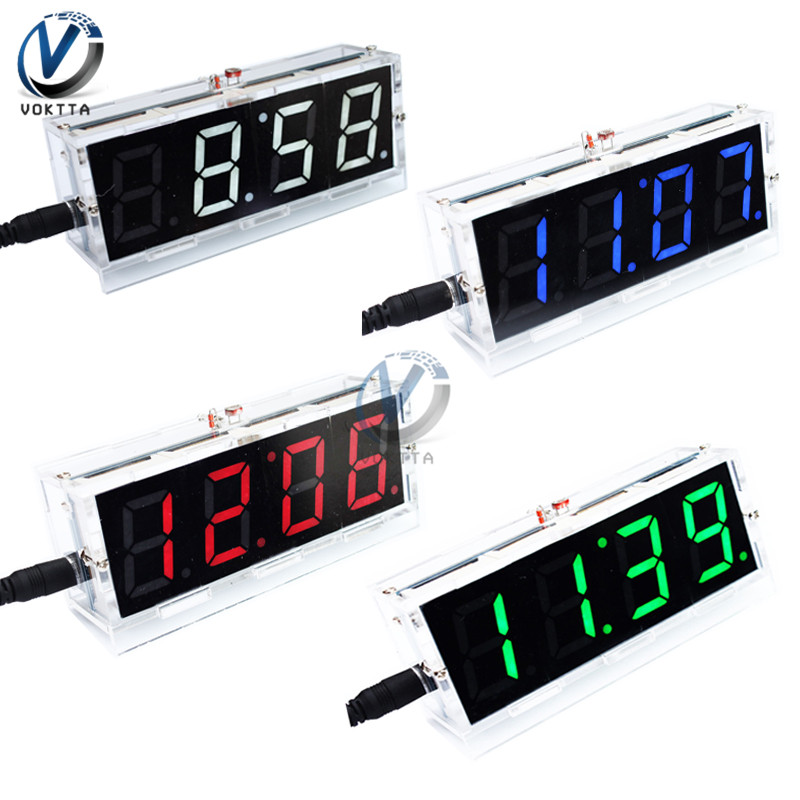 Electronic Clock LED Microcontroller DIY Kit Digital Clock Time Light Control Temperature ...