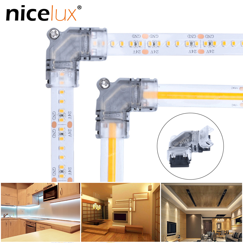 5pcs Corner LED Strip Connector 90 degrees Right Angle for 2pin 4pin ...