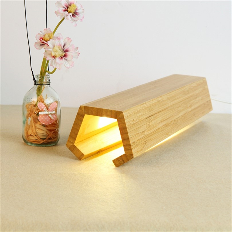 Simple Wooden LED Bedside Table Lamps for Bedroom Japanese Art Home ...