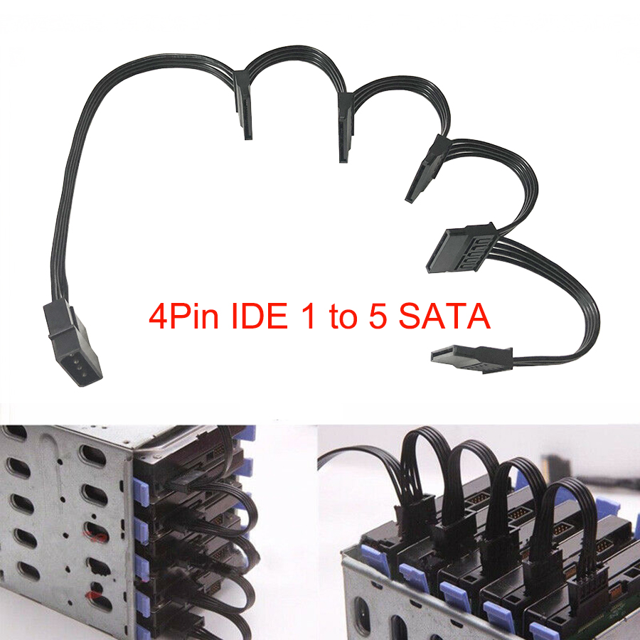 New 4pin IDE Molex 1 to 5 SATA Hard Drive Power Supply Splitter Cable ...