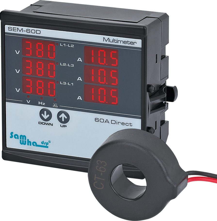 Samwha-Dsp SEM-XXD Digital Multimeter, Contains 3 C.T, Three Phase Volt(L-L),(L-N), Ampere ...