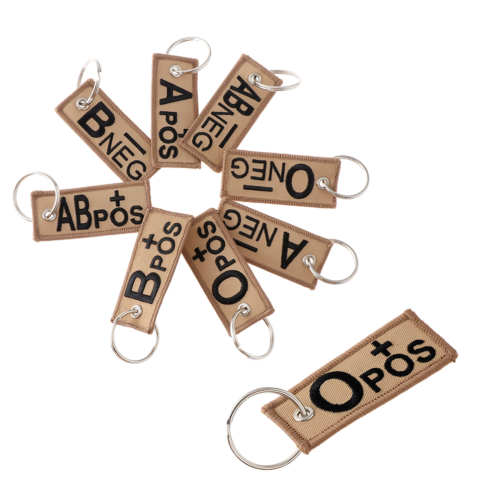 1 PC Fashion Embroidery Blood Type Keychains A+B+AB+O+ Front POS ...