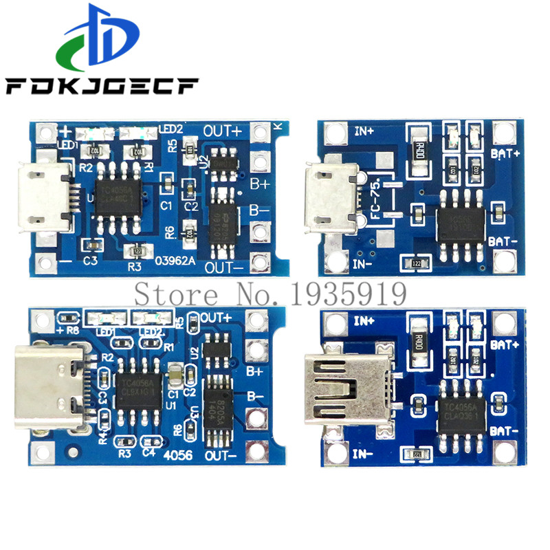 Mini Micro Type-c USB 5V 1A 18650 TP4056 Lithium Battery Charger Module Charging Board With ...