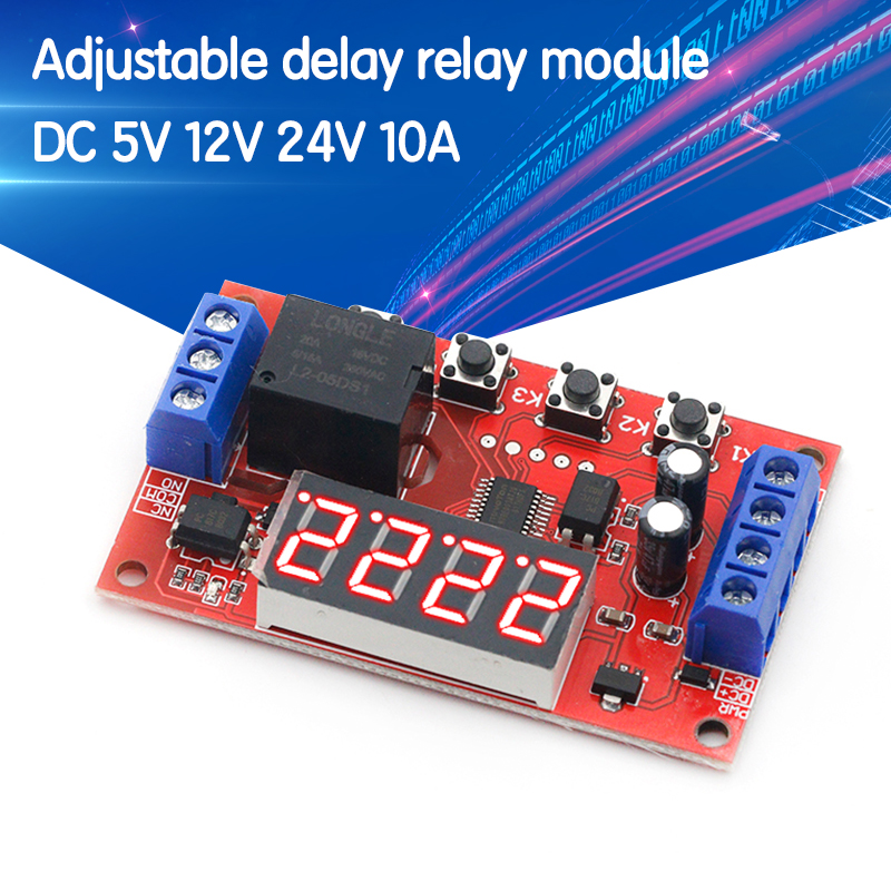 DC 5V 12V 24V 10A Adjustable Time Delay Relay Module LED Digital ...