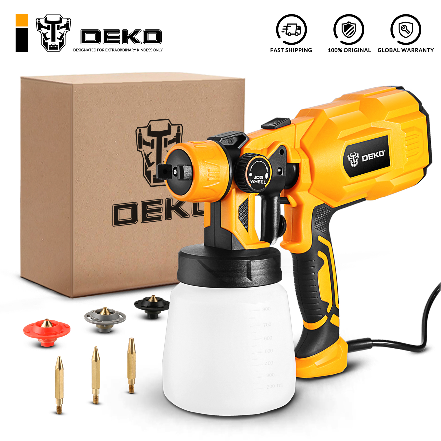 DEKO Spray Gun, 550W 220V High Power Home Electric Paint Sprayer, 3 ...