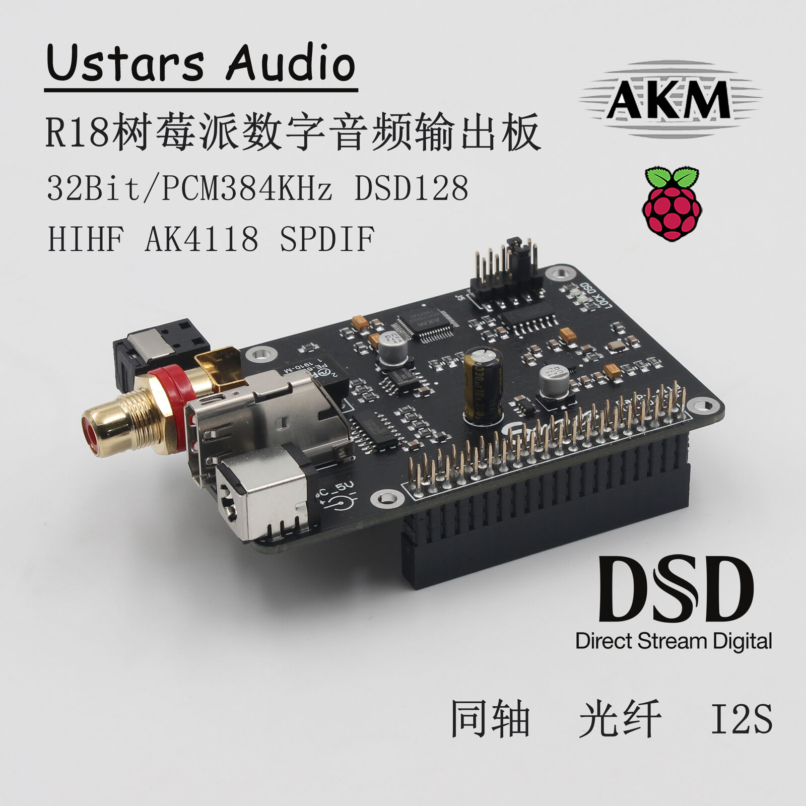 RASPBERRY Pi AK4118 Coaxial I2S Optical Digital Interface For DSD DAC ...