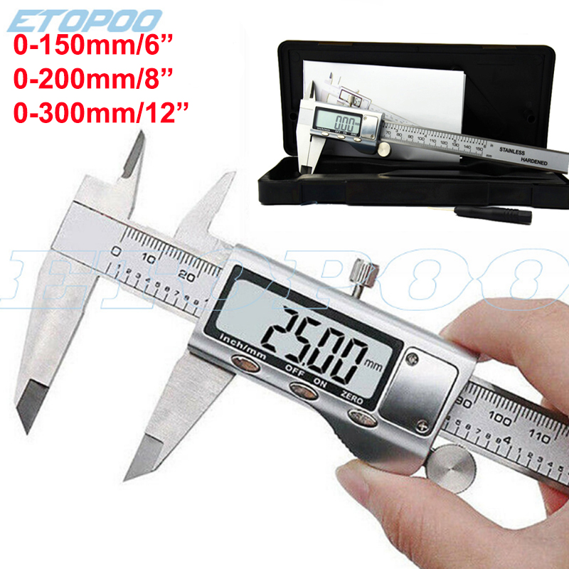 LCD Digital Caliper 0-150-200-300mm Stainless Steel Metal Casing ...