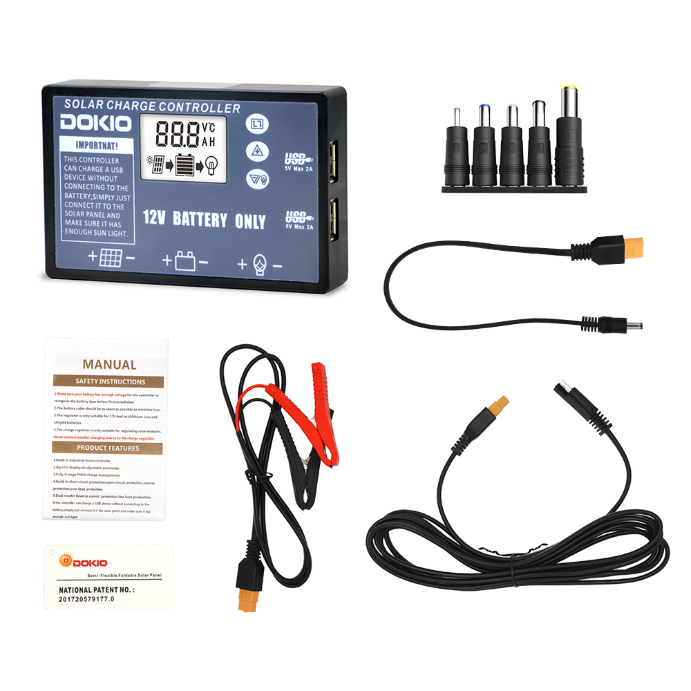 DOKIO Flexible folding solar panel Dedicated Solar controller for 12V ...