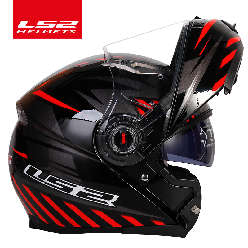 LS2 flip up motorcycle helmet with dual visor ls2 ff370 helmet capacete ...