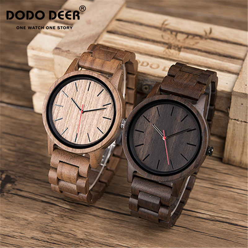 DODO DEER Men Wood Watches Walnut Ultra Clock Man Classic Quartz Male ...