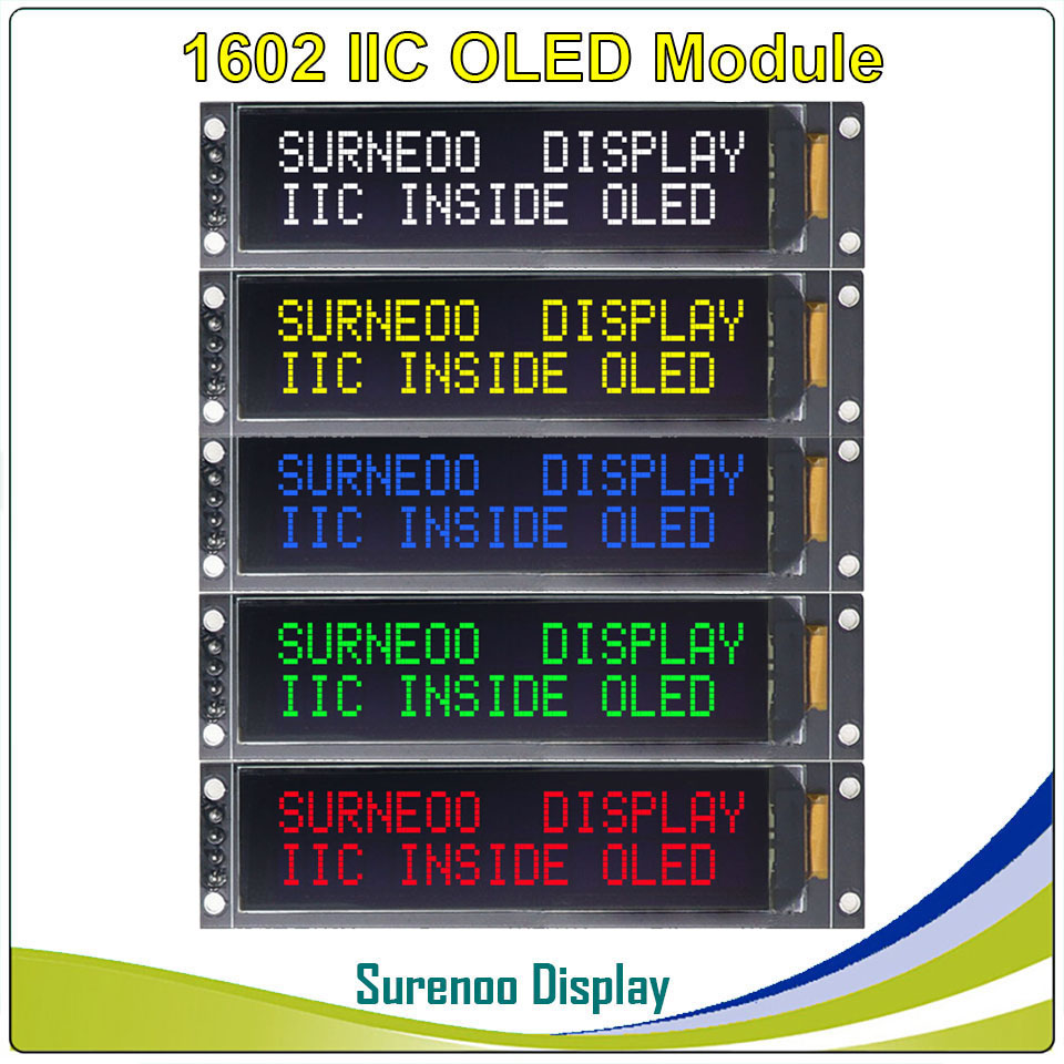 Real OLED Display, 2.26" 1602 162 Character IIC I2C White Yellow OLED LCD Module Display LCM ...