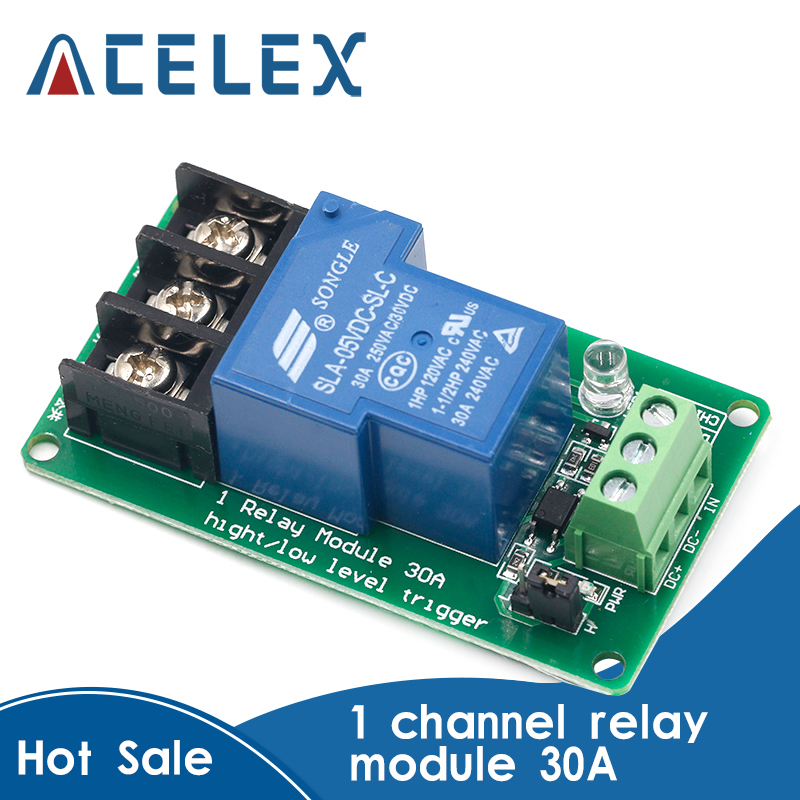 ONE 1 channel relay module 30A with optocoupler isolation 5V 12V 24V supports high and low ...