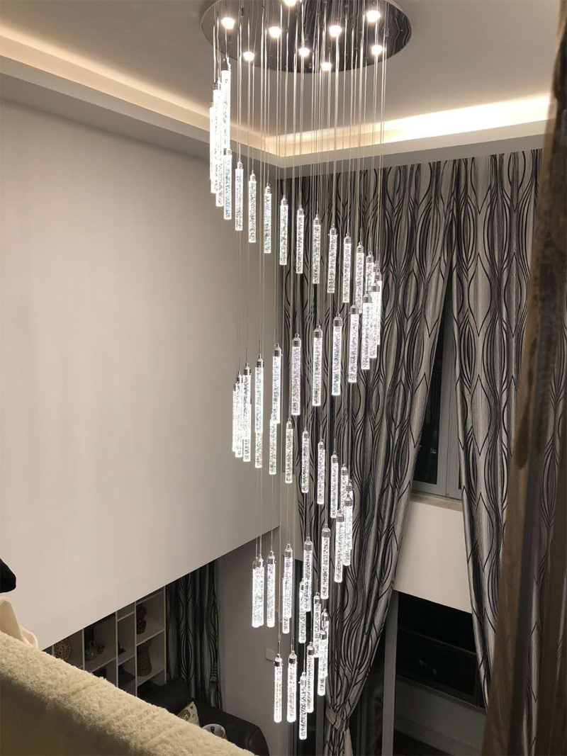 Led Strip Hanging Chandeliers Lamps Stairway Long Cone Light Suspension ...
