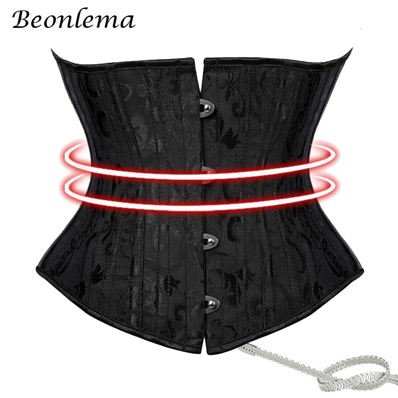 Beonlema Women Steel Bone Waist Trainer Underbust Corset Steampunk ...