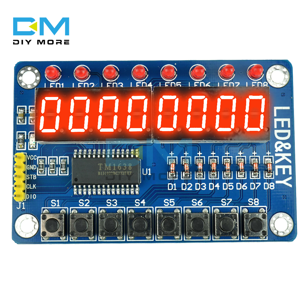 TM1638 Key Module 8-Bit Digital LED Display Tube Module Board for Arduino AVR 7 Segment 8 Bits ...
