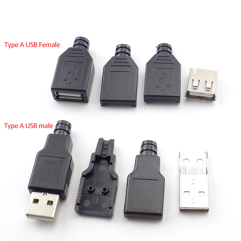 1/5/10pcs Type A Female USB 2.0 Male USB 4 Pin Adapter Socket Solder ...