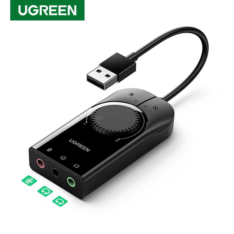 UGREEN Sound Card USB Audio Interface External 3.5mm Microphone Audio ...