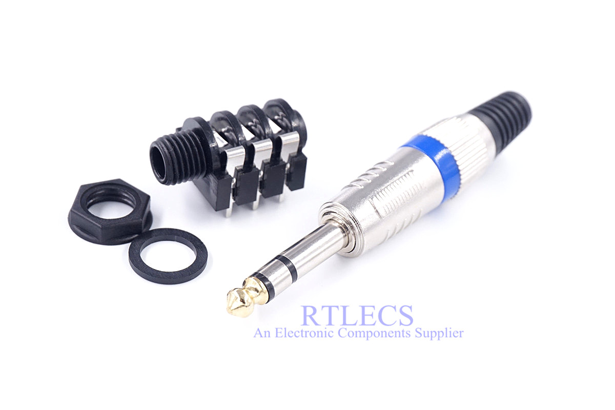 1 Piece 6.5mm 3 Pole Plug TRS 1/4" 6.35 Stereo Audio Jack Socket Guitar ...
