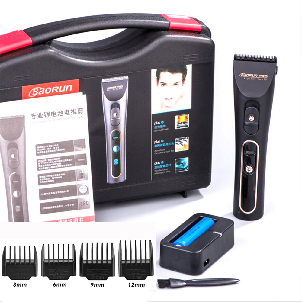 Professional Electric Hair Clipper Titanium Blade Rechargeable Trimmer ...