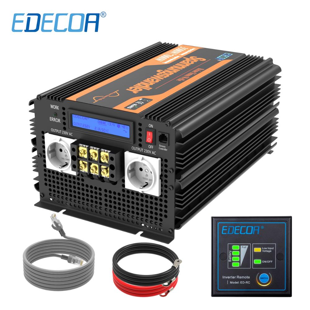 EDECOA 3500W 7000W power inverter DC 12V AC 220V 230V 240V pure sine ...