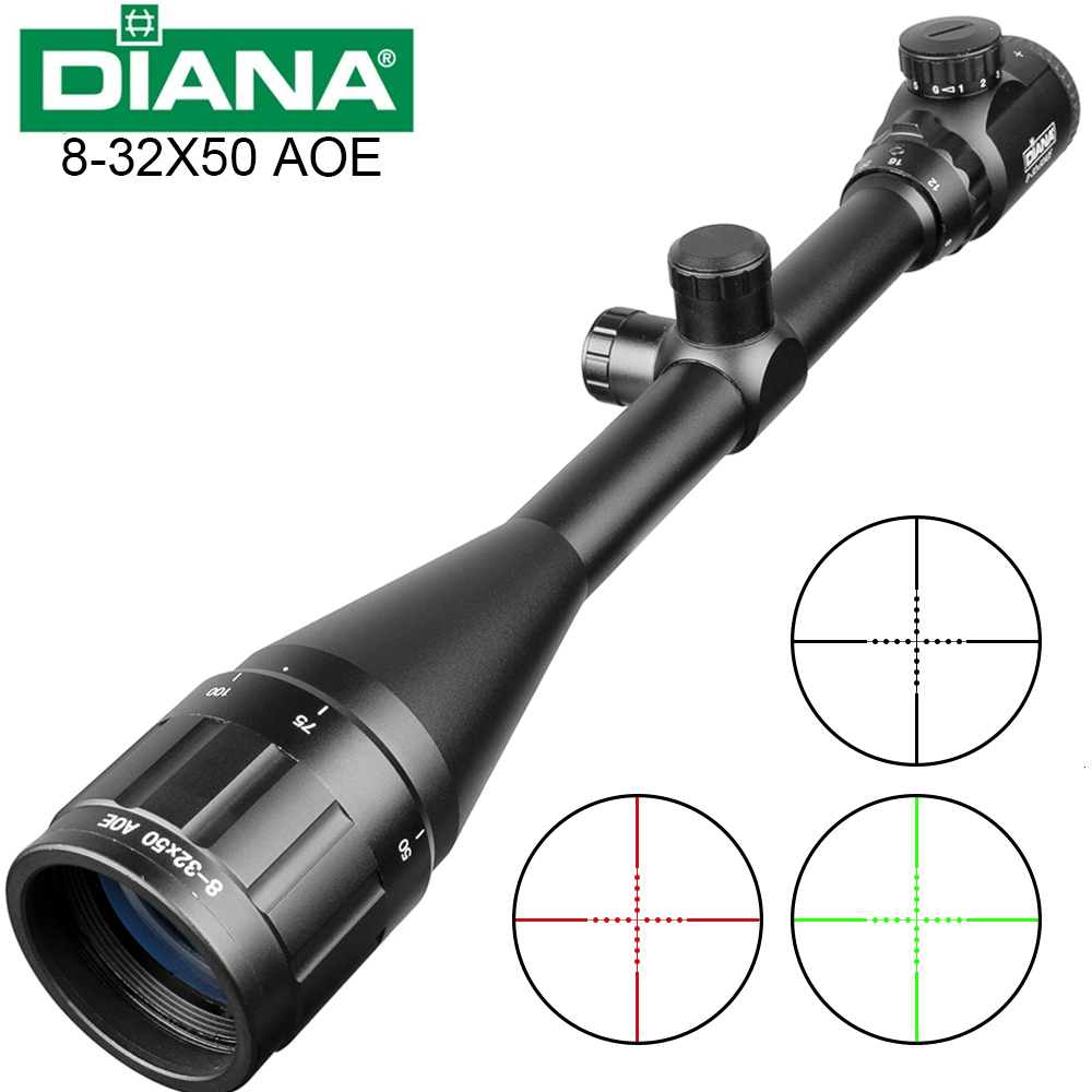 DIANA 8-32X50 Tactical Rifle Optics Red Dot Green Sniper Scope Compact ...