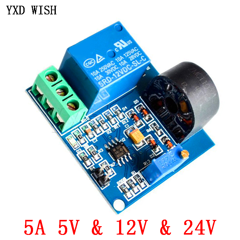 AC Current Detection Sensor Module 5V 12V 24V Relay Protection Module ...