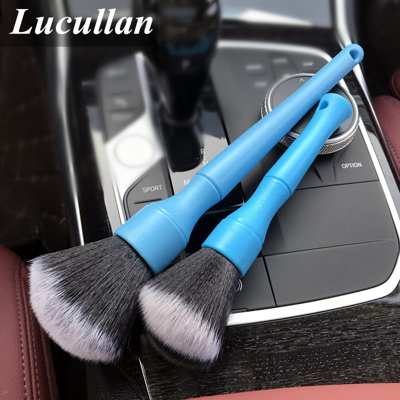 Lucullan Blue Ultra-Soft Detailing Brush Super Dense Auto Interior Detail Brush With Synthetic ...