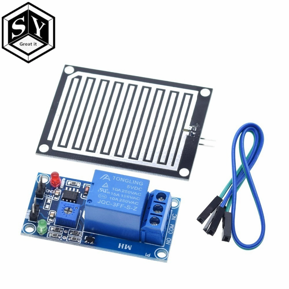 1PCS Great IT Rain water sensor module + DC 5V 12V Relay Control Module ...
