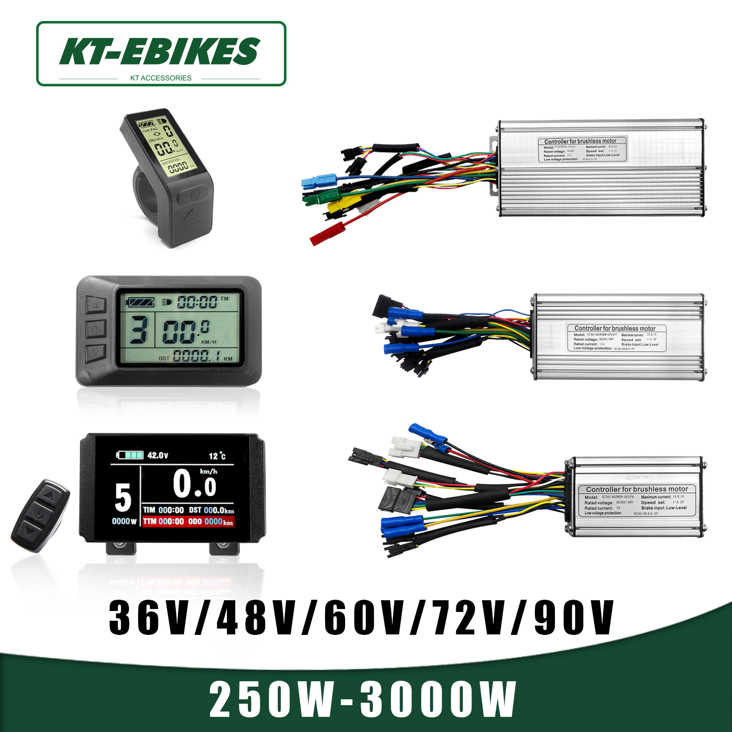 KT Ebike Motor Controller LCD led Display Kunteng 36V 48V Lcd3 lcd8h ...