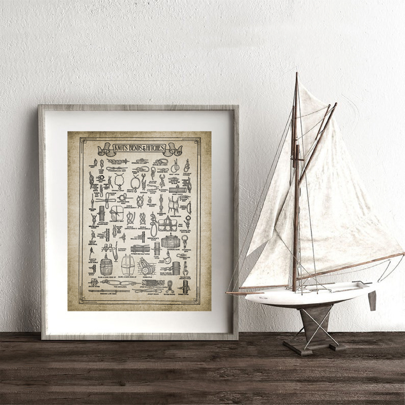 Vintage Fishing Knots Prints Knots and Hitches Knot Tying Knot Chart ...