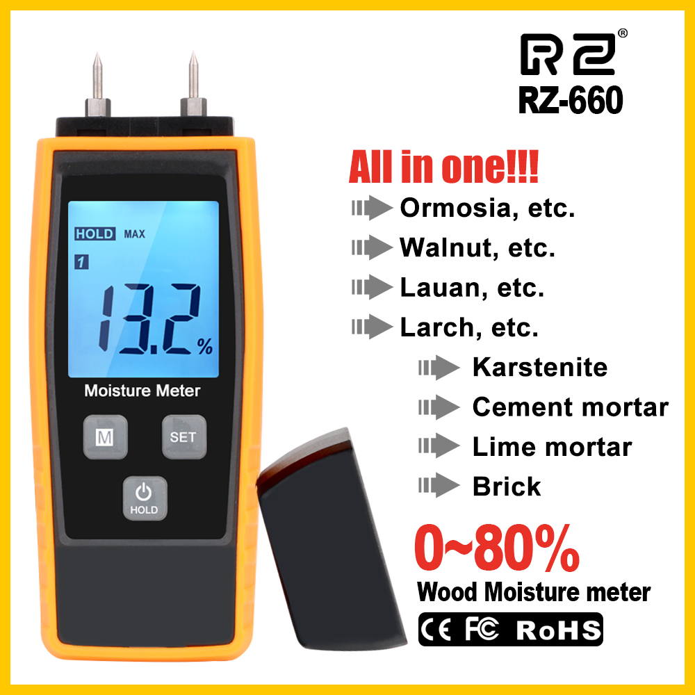 RZ MT10 EMT01 medidor de humedad de madera portátil higrómetro madera ...