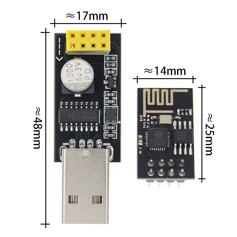 Adaptador de programador ESP01 UART GPIO0 ESP-01, adaptador ESP8266 CH340G USB a ESP8266 Serial ...