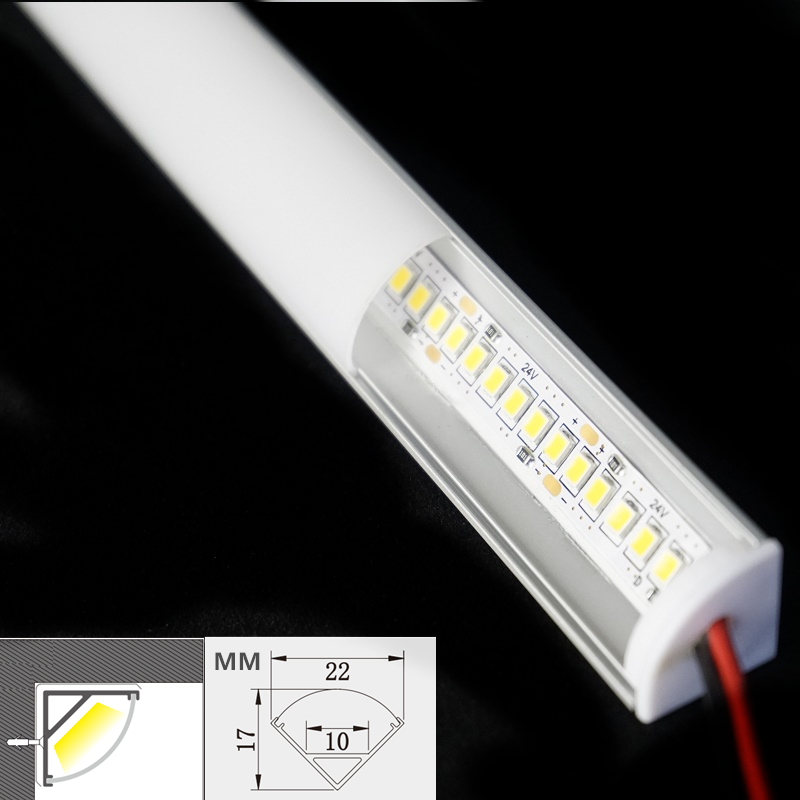Barre lumineuse Led 24V dc 50CM, 20 pouces, Diode Invisible, coin en V, courbe sous le comptoir ...